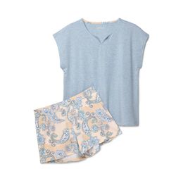 Tchibo - Shorty-Pyjama-Set - Damen - Gr. XL - hellblau/paisley