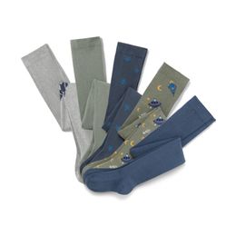Tchibo - 5 Baumwoll-Strumpfhosen - Kinder - Gr. 110/116 - blau/gestreift
