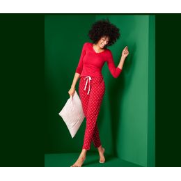 Tchibo - Pyjama - Damen - Gr. L - wei&szlig;/print