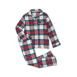Tchibo - Flanell-Pyjama - Kinder - Gr. 170/176 - wei&szlig;/kariert