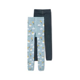 Tchibo - 2 Kleinkinder-Strickleggings - Kinder - Gr. 122/128 - hellblau/jacquard