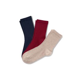Tchibo - 3 Paar Ripp-Socken - Damen - Gr. 35-38 - bordeaux