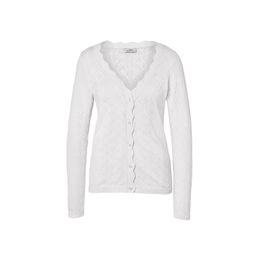Strickjacke mit Ajour-Muster - Damen - Gr. XL - wei&szlig;