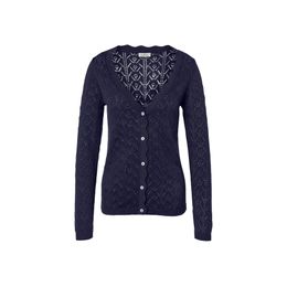 Strickjacke mit Ajour-Muster - Damen - Gr. XL - dunkelblau
