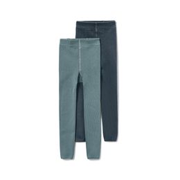 Tchibo - 2 Kleinkinder-Strickleggings - Kinder - Gr. 122/128 - dunkelgr&uuml;n/jacquard