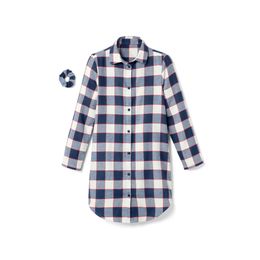 Tchibo - Kinder-Flanell-Nachthemd - M&auml;dchen - Gr. 170/176 - wei&szlig;/kariert