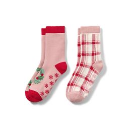 Tchibo - 2 Paar Kleinkinder-Antirutsch-Socken mit Herz-Jacquard - M&auml;dchen - Gr. 27-30 - wei&szlig;/jacquard