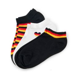 Tchibo - 3 Paar Sneakersocken im Deutschland-Dessin - Damen - Gr. 35-38 - schwarz/gestreift