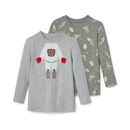 Tchibo - 2 Langarmshirts - Kinder - Gr. 110/116 - khaki