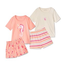 Tchibo - 2 Kinder-Shorty-Pyjamas - M&auml;dchen - Gr. 110/116 - wei&szlig;/print