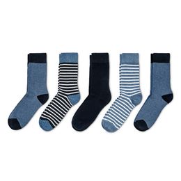 Tchibo - 5 Paar Socken - Herren - Gr. 44-46 - dunkelblau/gestreift
