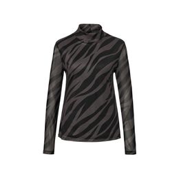 Tchibo - Bedrucktes Mesh-Rollkragenshirt - Damen - Gr. L - schwarz/print