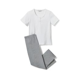Tchibo - Kinder-Ripp-Pyjama - M&auml;dchen - Gr. 122/128 - wei&szlig;