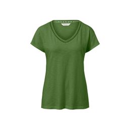 Tchibo - Shirt mit Crochet-Tape - Damen - Gr. S - gr&uuml;n