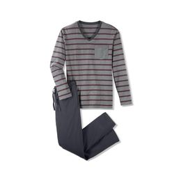 Tchibo - Jersey-Pyjama - Herren - Gr. XL - dunkelgrau/gestreift