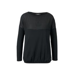 Tchibo - Blusenshirt mit Webeinsatz - Damen - Gr. M - schwarz
