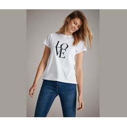 Tchibo - T-Shirt mit Print - Damen - Gr. L - dunkelblau/print