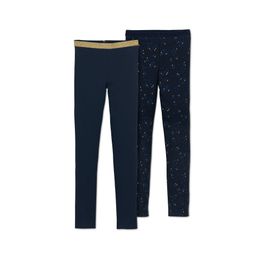 Tchibo - 2 Leggings - M&auml;dchen - Gr. 158/164 - dunkelblau/gepunktet