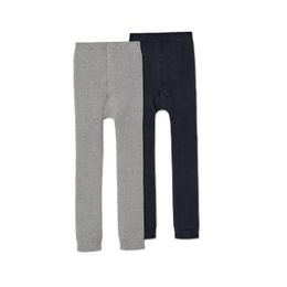 Tchibo - 2 Paar Thermoleggings - Gr. 134/140 - dunkelblau/gestreift