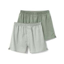 Tchibo - 2 Webboxershorts - Herren - Gr. S/4 - olivgr&uuml;n/gestreift