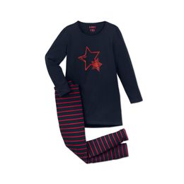 Tchibo - Pyjama - M&auml;dchen - Gr. 122/128 - dunkelblau/gestreift