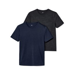 Tchibo - 2 Shirts mit RWS-Wolle - Herren - Gr. S - dunkelblau