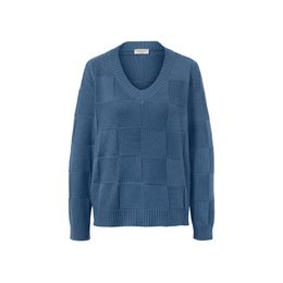 Tchibo - Pullover mit Karostruktur - Damen - Gr. S - blau