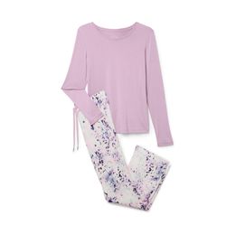 Tchibo - Pyjama mit Webhose - Damen - Gr. M - creme/print