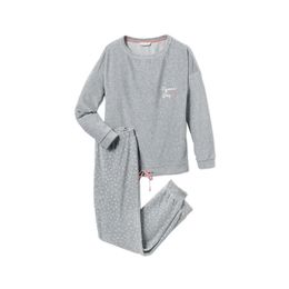 Tchibo - Nicki-Pyjama - Damen - Gr. S - wei&szlig;/print