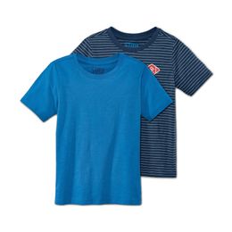 Tchibo - 2 T-Shirts - Jungen - Gr. 134/140 - dunkelblau/gestreift