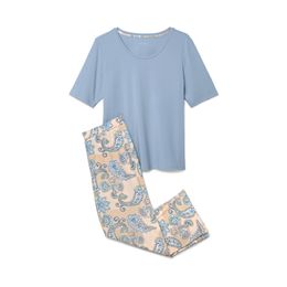Tchibo - 7/8-Pyjama-Set - Damen - Gr. XL - hellblau/paisley