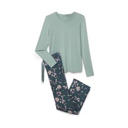 Tchibo - Pyjama mit Webhose - Damen - Gr. S - petrol/gebl&uuml;mt