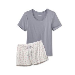 Tchibo - Shorty-Pyjama - Damen - Gr. L - wei&szlig;/print