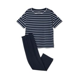 Tchibo - Pyjama-Set - Damen - Gr. M - dunkelblau/gestreift