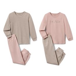 Tchibo - 2 Kinder-Pyjamas - M&auml;dchen - Gr. 134/140 - beige/kariert