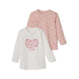 Tchibo - 2 Kleinkind-Langarmshirts - M&auml;dchen - Gr. 98/104 - wei&szlig;/print