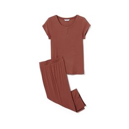 Tchibo - Pyjama aus Rippe - Damen - Gr. L - terrakotta