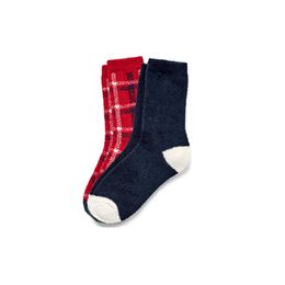 Tchibo - 2 Paar Kuschelsocken - Damen - Gr. 35-38 - wei&szlig;/kariert