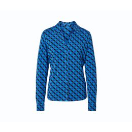Tchibo - Blusenshirt mit Knopfleiste - Damen - Gr. XL - blau/print