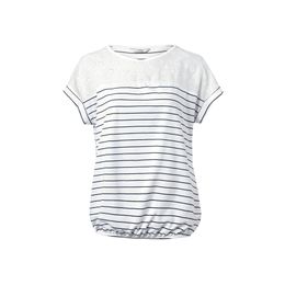 Tchibo - Blusenshirt mit Stickerei - Damen - Gr. S - dunkelblau/gestreift