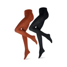 Tchibo - 2 Paar Struktur-Strumpfhosen - Damen - Gr. XL - schwarz