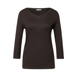 Street One 3/4-Shirt mit Knopfdetail - Damen - Gr. 38 - braun