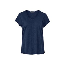 Tchibo - Shirt mit Leinen - Damen - Gr. S - dunkelblau