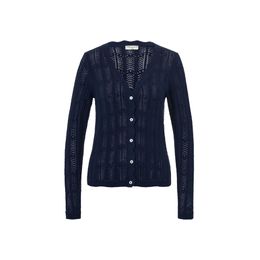 Strickjacke mit Ajour-Muster - Damen - Gr. S - dunkelblau