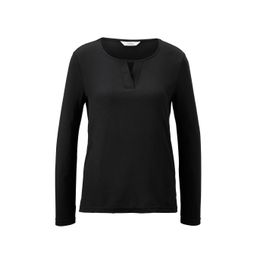 Tchibo - Blusenshirt mit Webeinsatz - Damen - Gr. XL - schwarz