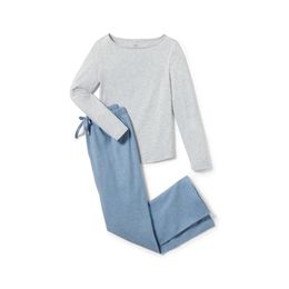 Tchibo - Flanell-Pyjama - Damen - Gr. M - wei&szlig;