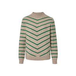 Tchibo - Gestreifter Strickpullover mit Stehkragen - Damen - Gr. S - beige/gestreift