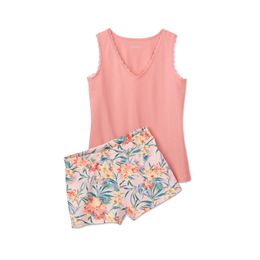 Tchibo - Shorty-Pyjama - Damen - Gr. L - apricot/print