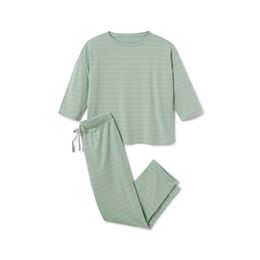Tchibo - Pyjama - Damen - Gr. L - hellgr&uuml;n/gestreift