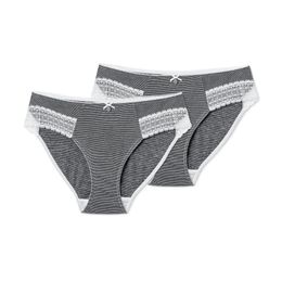 Tchibo - 2 Slips - Damen - Gr. M - wei&szlig;/gestreift